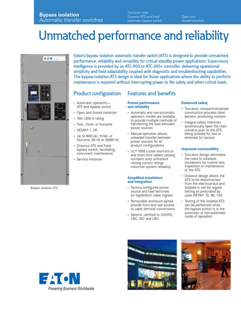 Eaton Bypass ATS | PDF | Switch | Equipment