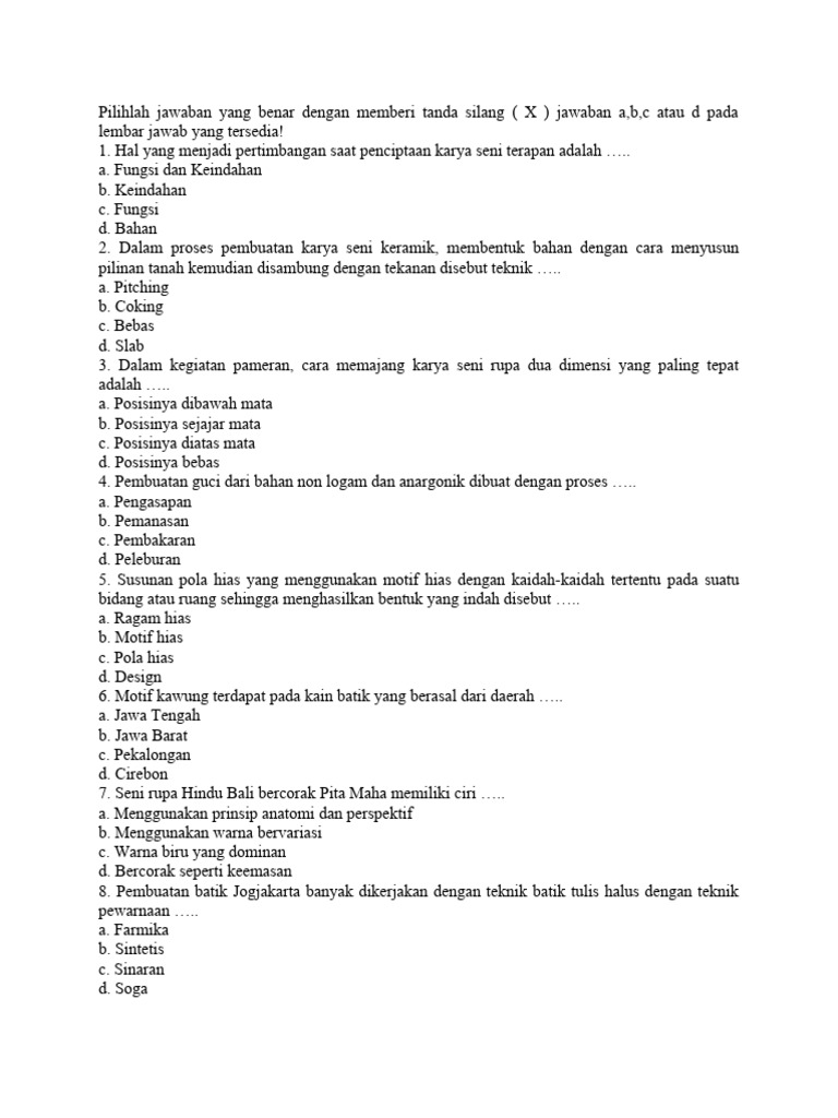 Soal SBK Kelas 9 | PDF | Seni