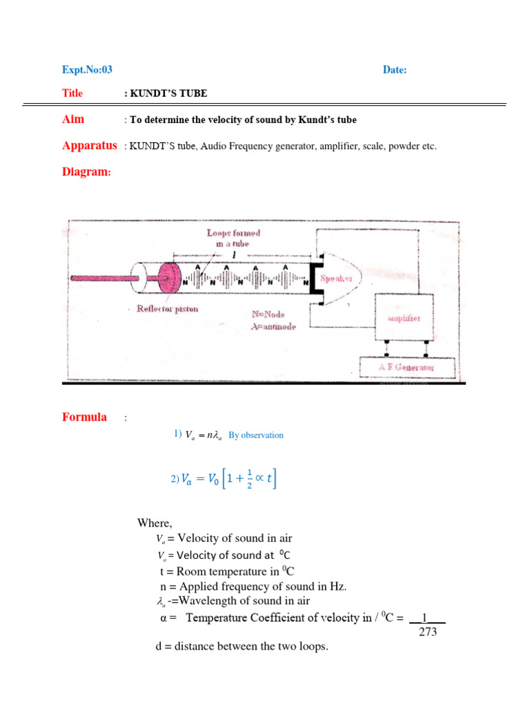 Expt No 3 Kundt's Tube | PDF