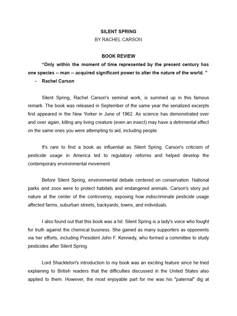 Silent Spring - Book Review | PDF