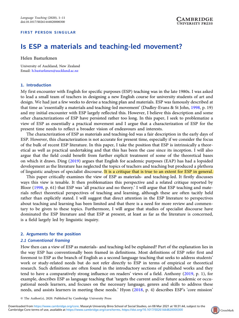 Is Esp A Materials and Teaching Led Movement | PDF | Linguistics | Learning