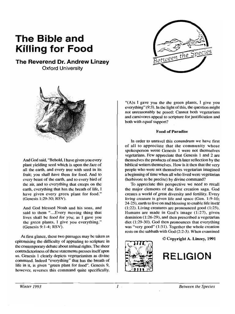 The Bible and Killing For Food (Andrew Linzey) | PDF | Genesis Creation ...