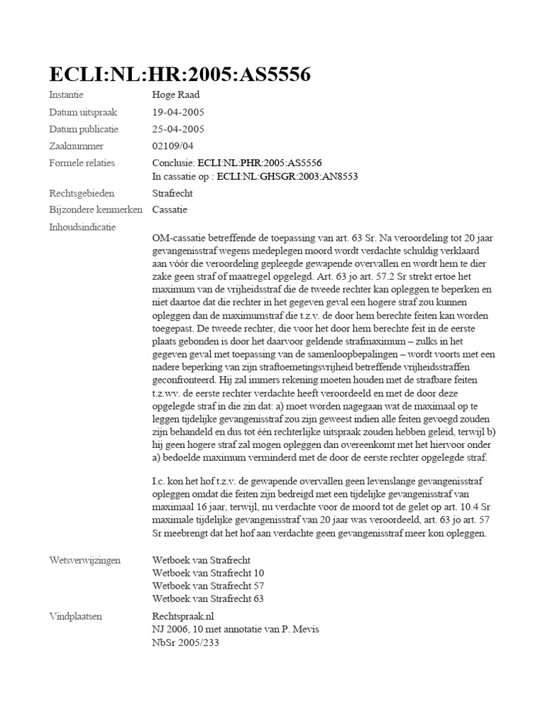 Ecli NL HR 2005 As5556 | PDF
