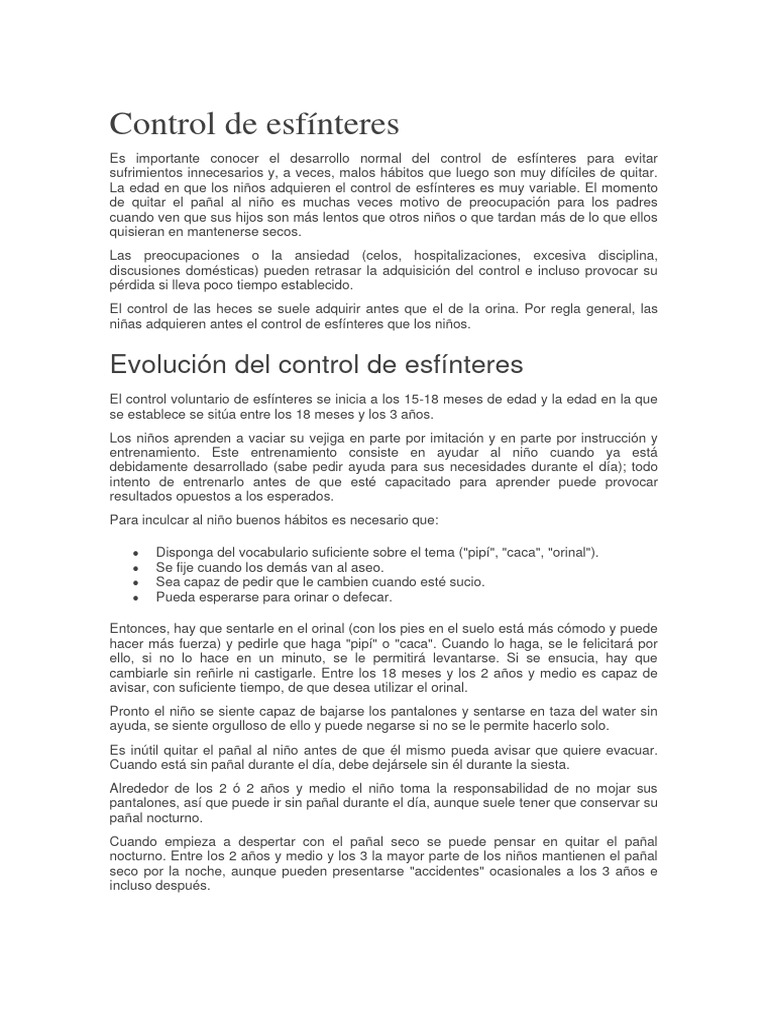 Control de Esfínteres | PDF