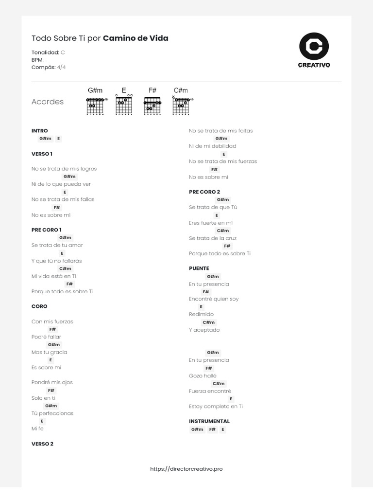 Todo Sobre Ti CDV Acordes | PDF