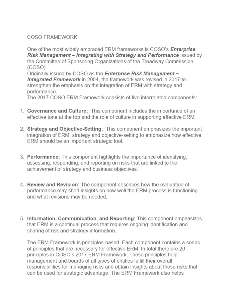 ERM Framework.... COSO | PDF