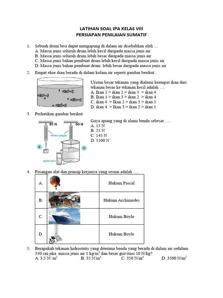 Latihan Soal Ipa Kelas Viii-Genap 2o22-2o23 | PDF