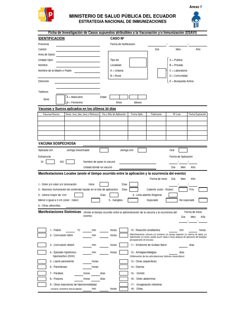 Anexo 7. Ficha de Esavi | PDF | Epidemiología | Inmunología