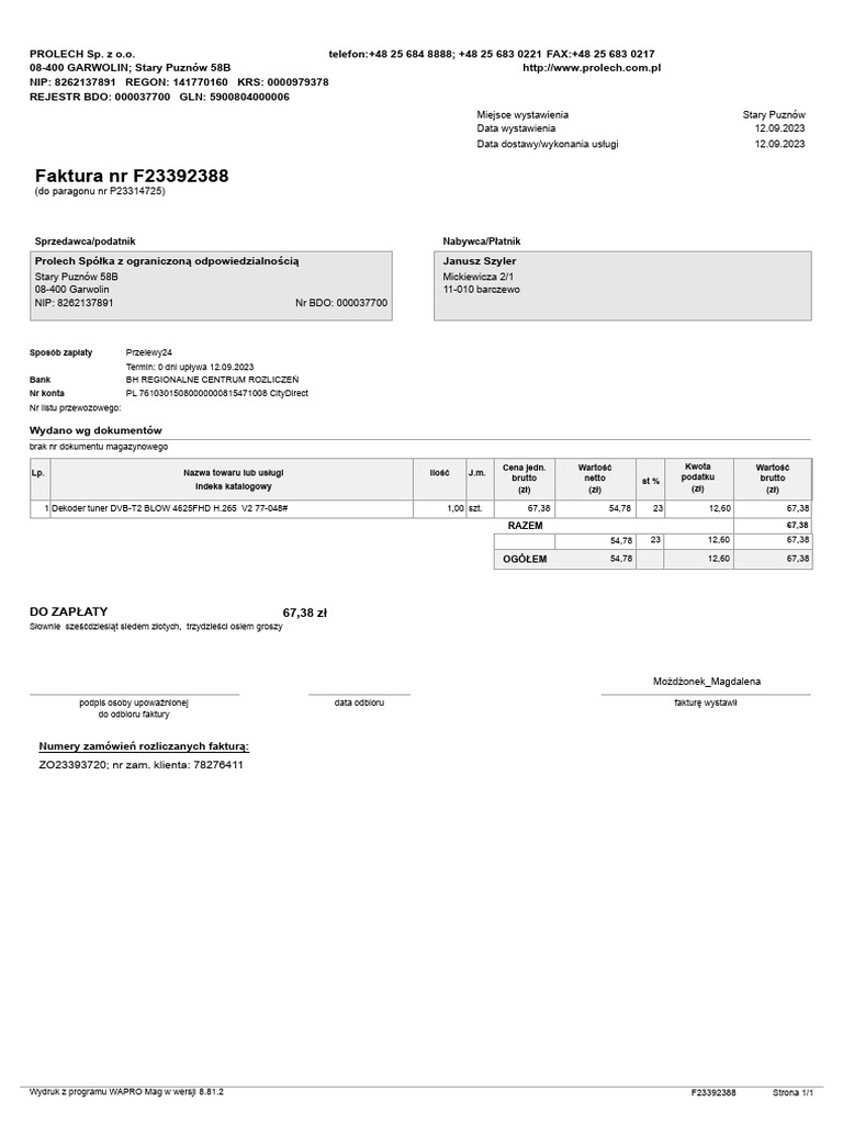 Faktura Za Dekoder | PDF