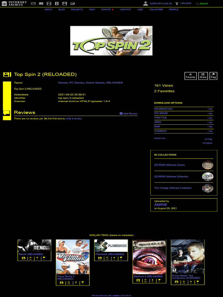 Top Spin 2 (RELOADED) - Free Download, Borrow, and Streaming - Internet Archive | Download Free ...