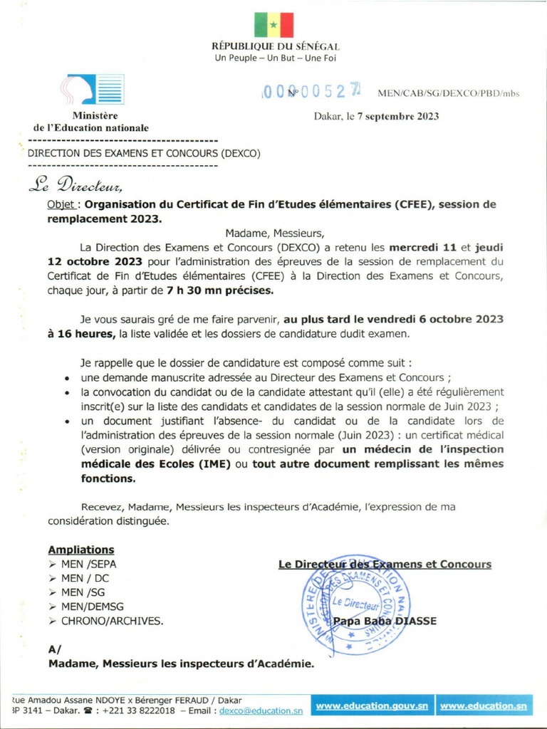 Cfee Session de Remplacement 2023 | PDF