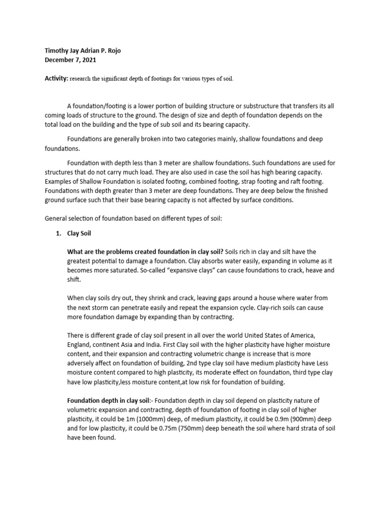 Activity 1 Finals Pdf Deep Foundation Foundation Engineering