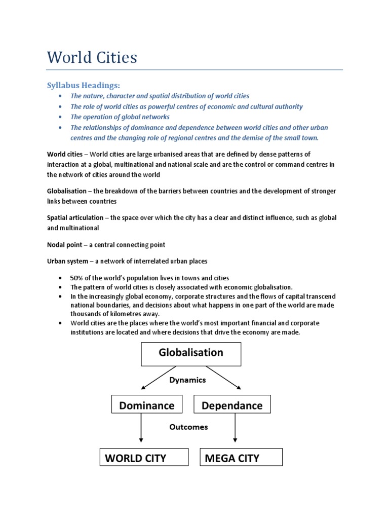 Urban Places - World Cities | PDF | Globalization | City