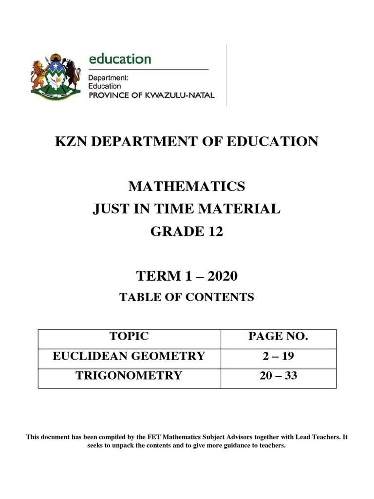 KZN Math T12020 EucliGeo & Trig Splitted | PDF | Triangle | Area KZN Math T12020 EucliGeo & Trig Splitted | PDF | Triangle | Area