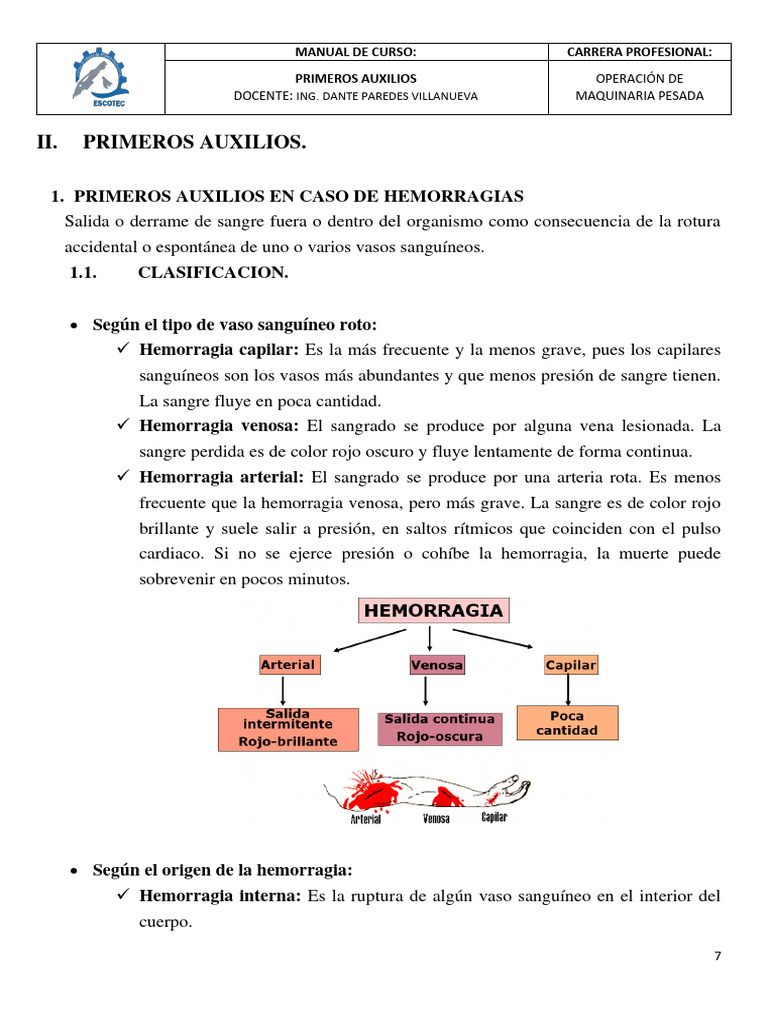 Primeros Auxilios Sangrado Arterial