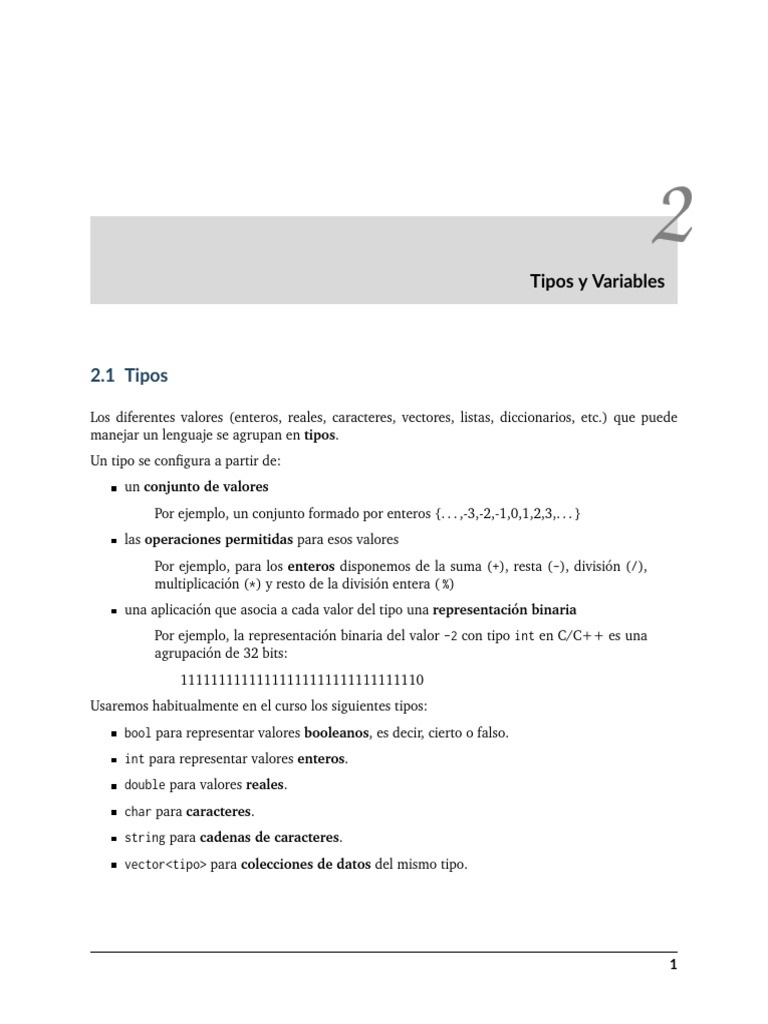 Tipos Variables | PDF | C ++ | Lenguaje de programación