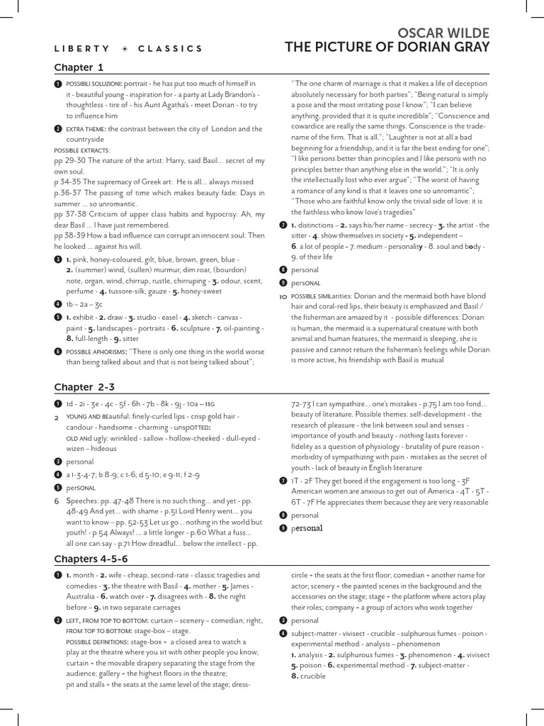 The Picture of Dorian Gray Soluzioni | PDF | The Picture Of Dorian Gray ...