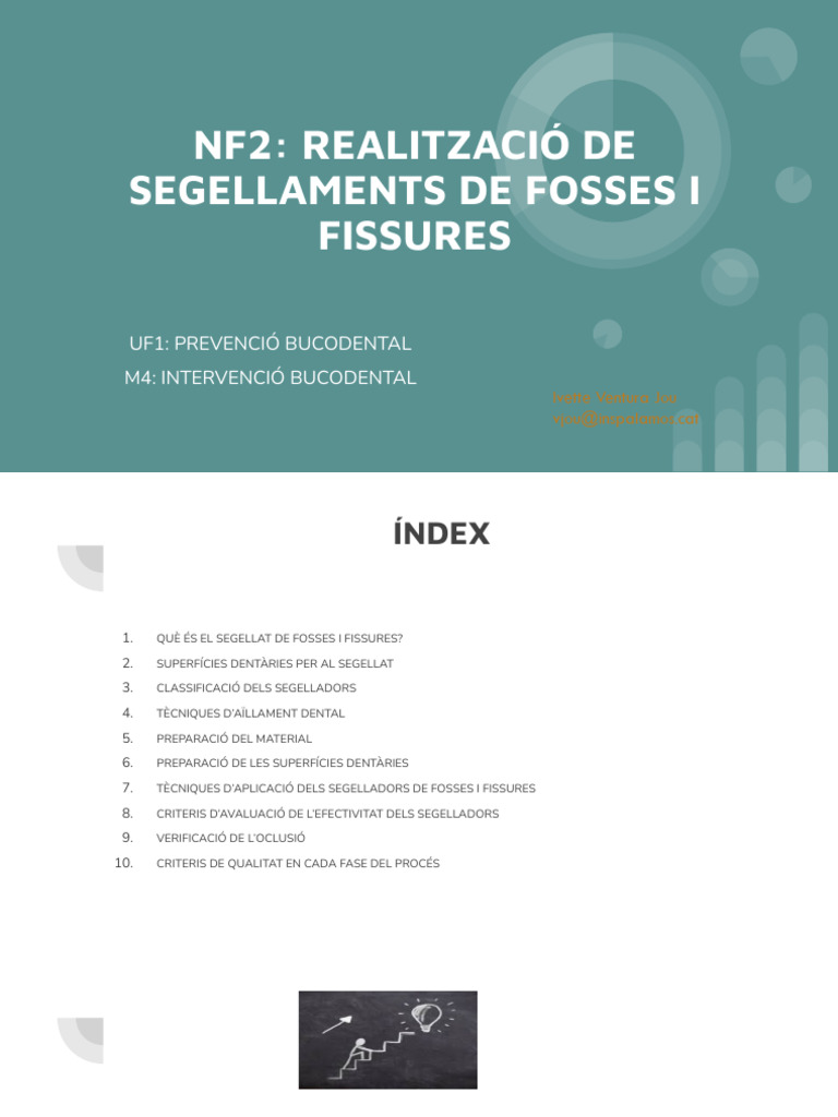Nf2: Realització de Segellaments de Fosses I Fissures: Uf1: Prevenció Bucodental M4: Intervenció ...