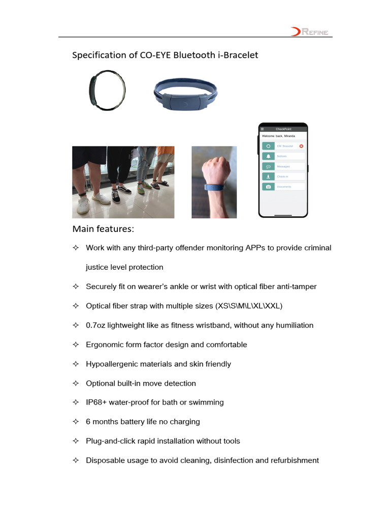 Specification For CO-EYE Bluetooth Bracelet | PDF
