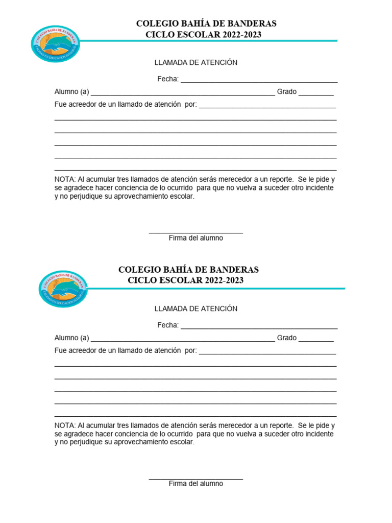Formato Llamado de Atención | PDF