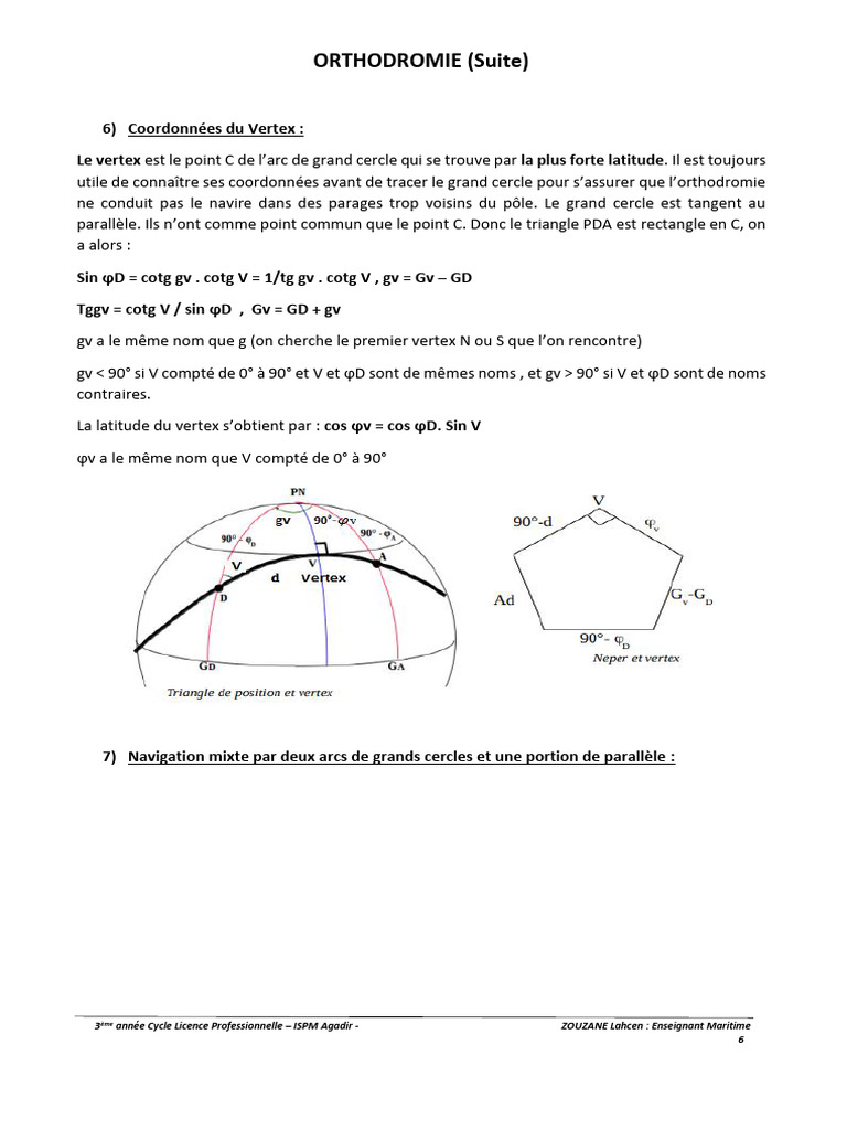 Navigation Vertex et Orthodromie | PDF | Géométrie euclidienne ...