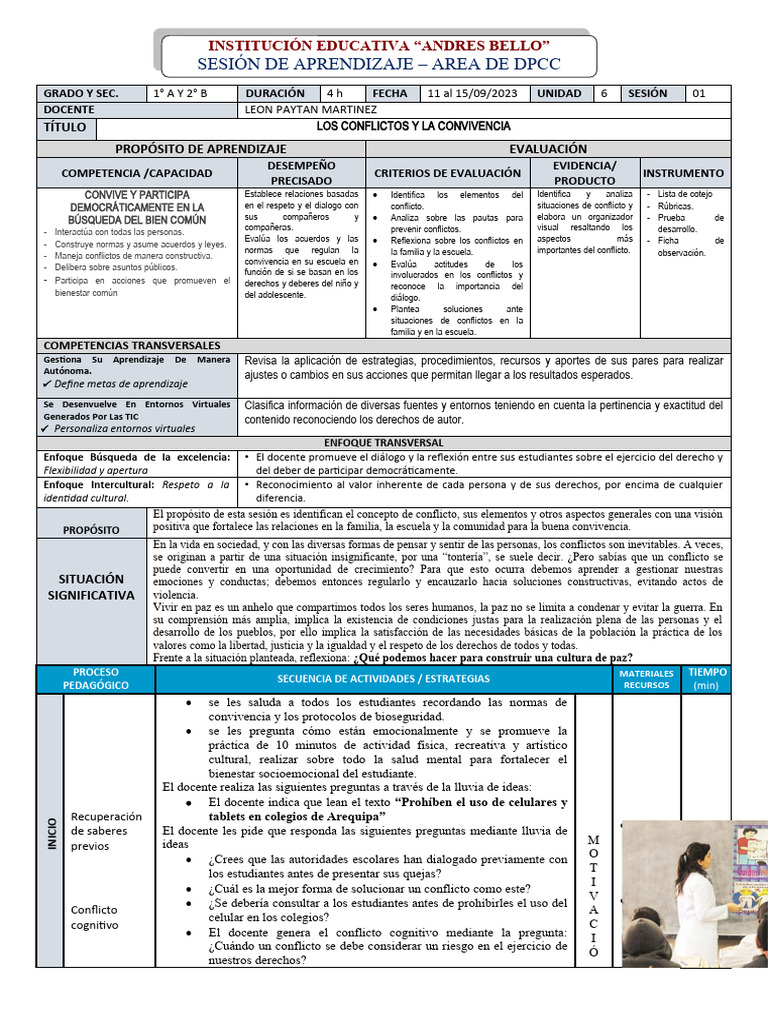 Unidad 6 - Sesión - Sem 1 - DPCC 1° | PDF | Evaluación | Aprendizaje