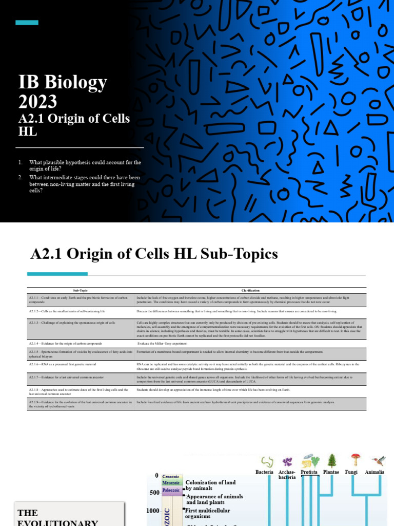 Origin of Cells in IB Biology HL | PDF | Rna | Abiogenesis