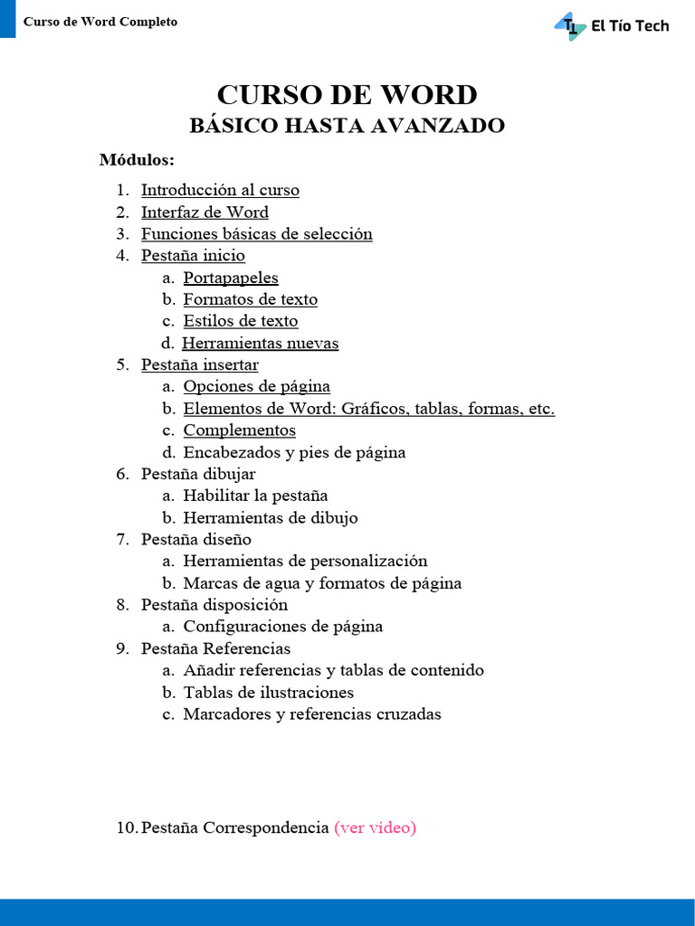 Curso de Word Completo El Tio Tech | PDF | Microsoft Word | Ingeniería ...