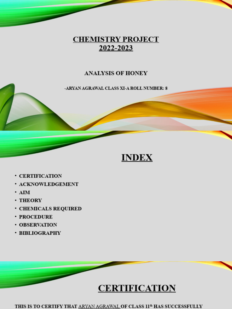 Chemistry Project | PDF | Honey | Chemistry