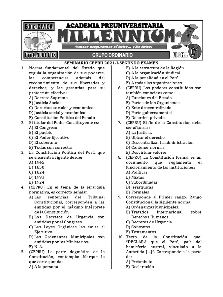 01 Civica Millenium Virtual | PDF | Derecho laboral | Constitución