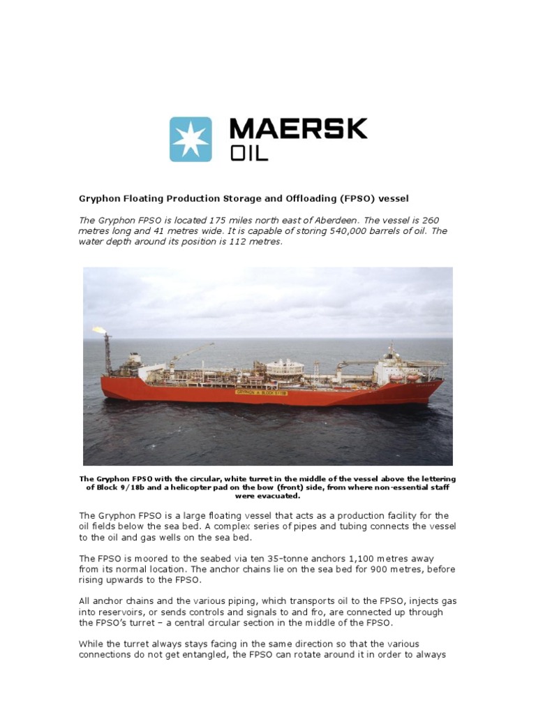 Gryphon FPSO and Incident Factsheet | PDF | Anchor | Water Transport