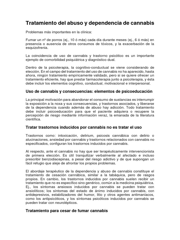 Tratamiento Del Abuso y Dependencia de Cannabis | PDF | Cannabis (Droga) | La dependencia de ...