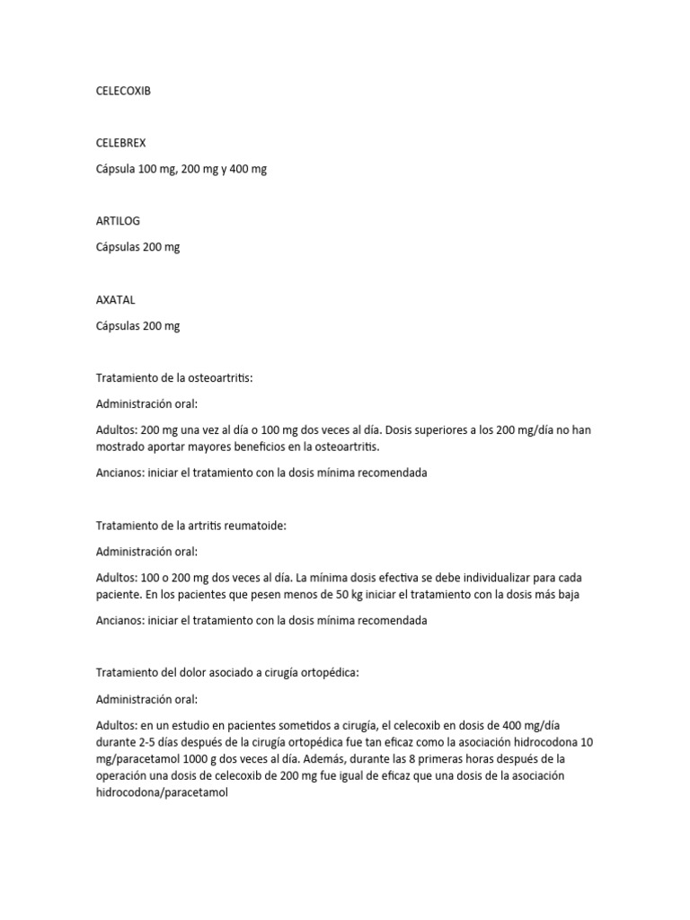 CELECOXIB | PDF | Medicina CLINICA | Tratamientos médicos