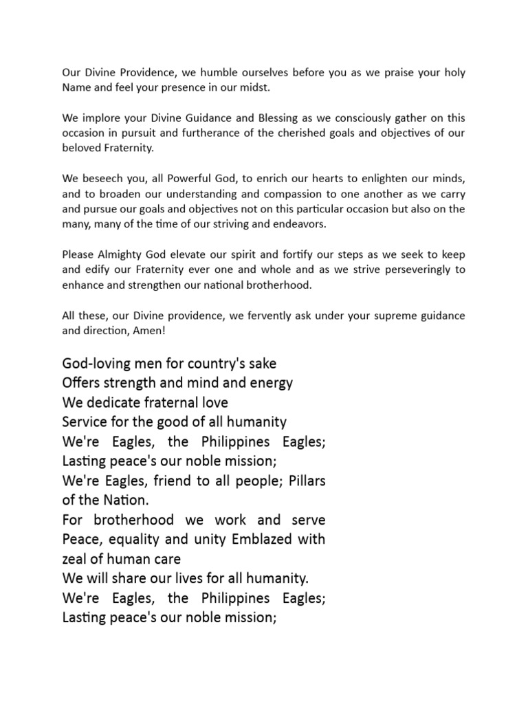 Eagles Prayer-Hym-Pledge | PDF