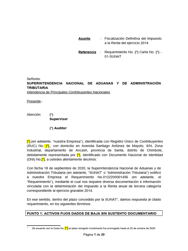 Modelo de Respuesta A Requerimiento | PDF | Impuestos | Impuesto sobre la renta