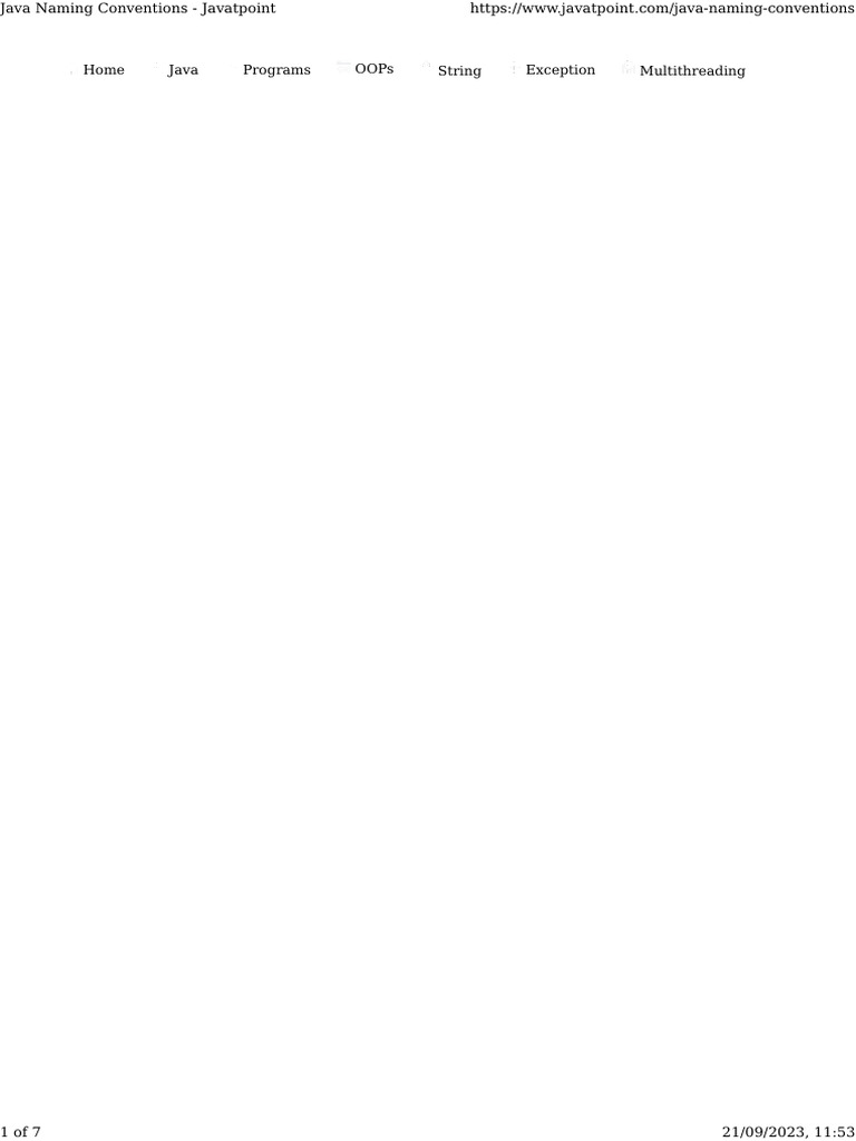 Java Naming Conventions - Javatpoint | PDF | Software Engineering | Computer Programming