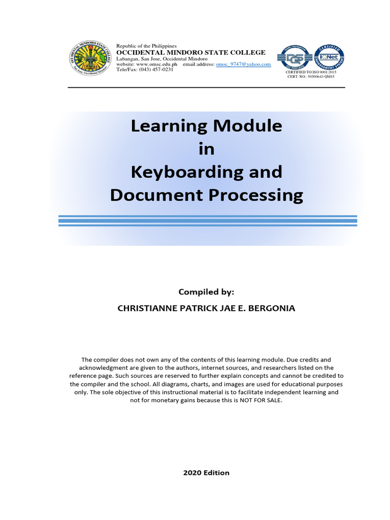 Module in Keyboarding | PDF | Typefaces | Computer Keyboard