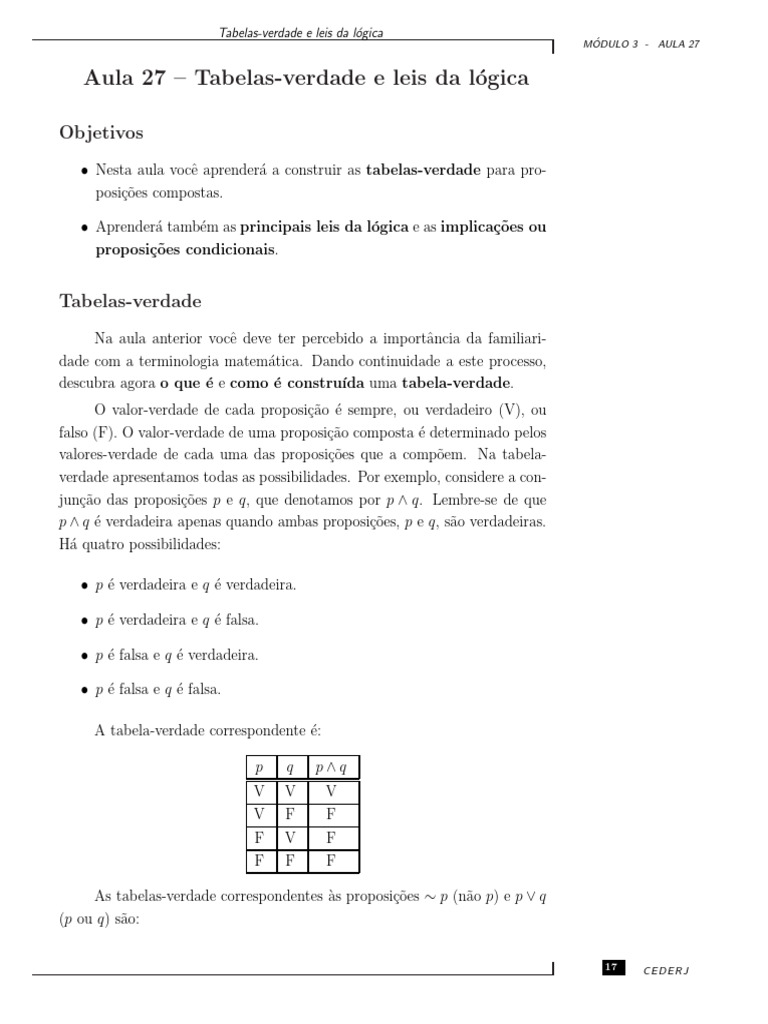 Tabelas-verdade e leis da lógica | PDF | Lógica matemática | Proposição