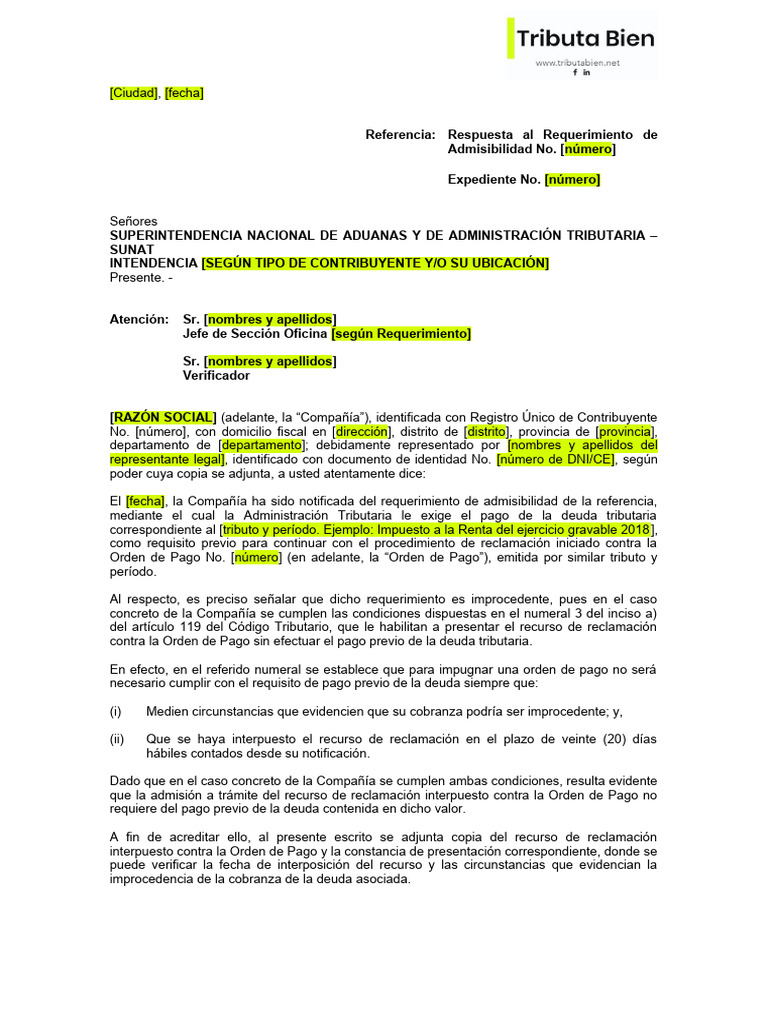 C009. Modelo Respuesta Requerimiento Pago Previo para Admisibilidad ...