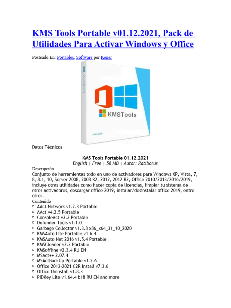 KMS Tools Portable para Activar Windows y Office | PDF | Informática