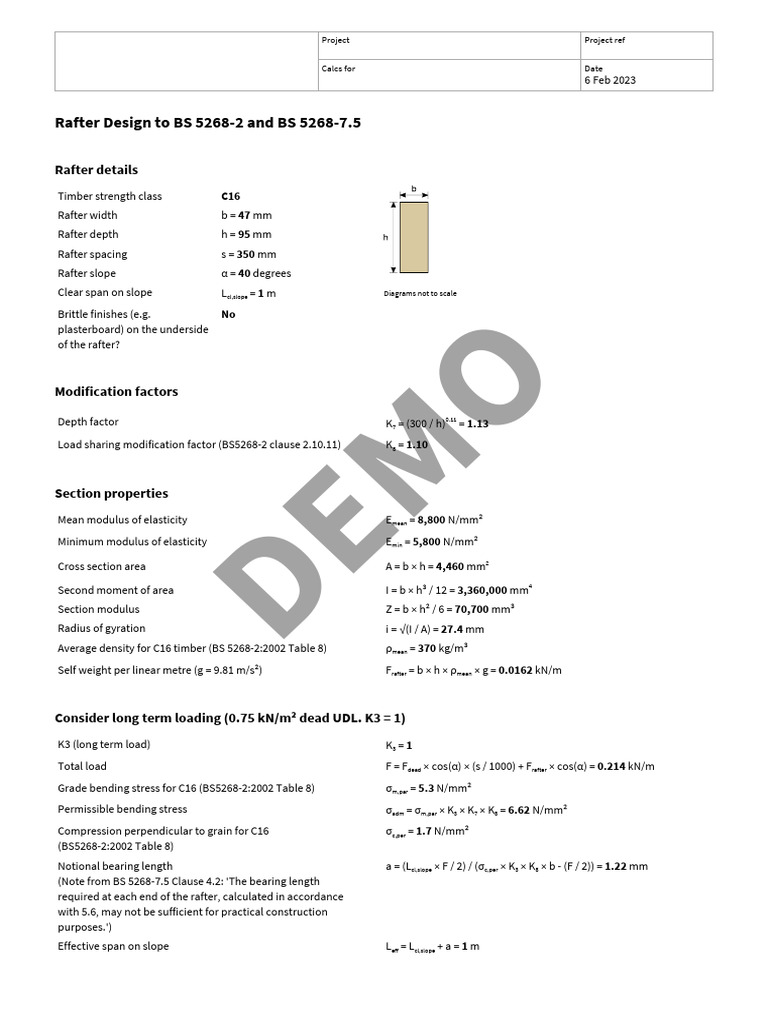 Rafters British Standards 06-02-2023 0931 | PDF | Bending | Young's Modulus