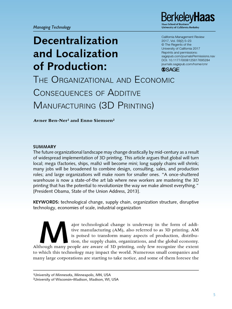 S5 - Decentralization and Localization of Production | PDF | Economies ...