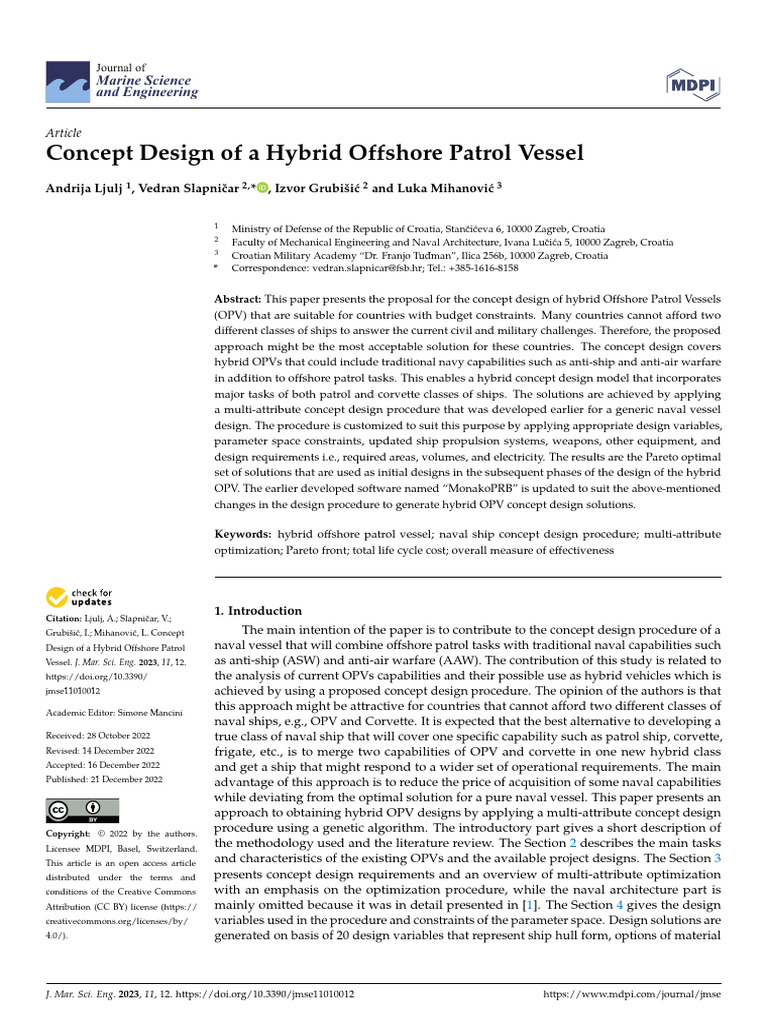 Concept Design of A Hybrid Offshore Patrol Vessel | PDF | Ships ...
