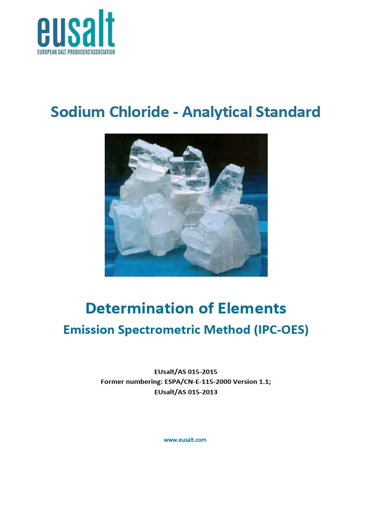 Eusaltas015 2015 Elements Emission Spectrometric Method Icp Oes Pdf