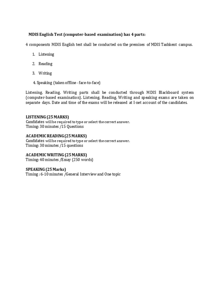 2 - MDIS English Test Description | PDF