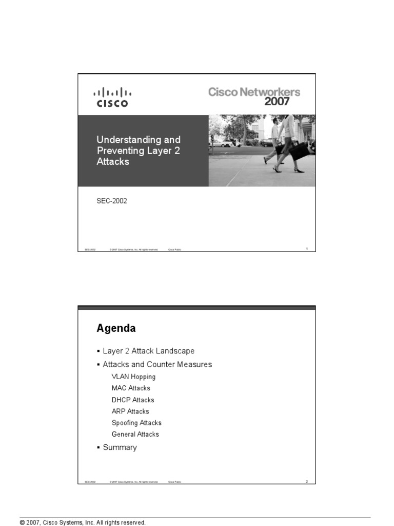 SEC 2002 Understanding and Preventing Layer 2 Attacks | PDF | Ip Address | Network Switch