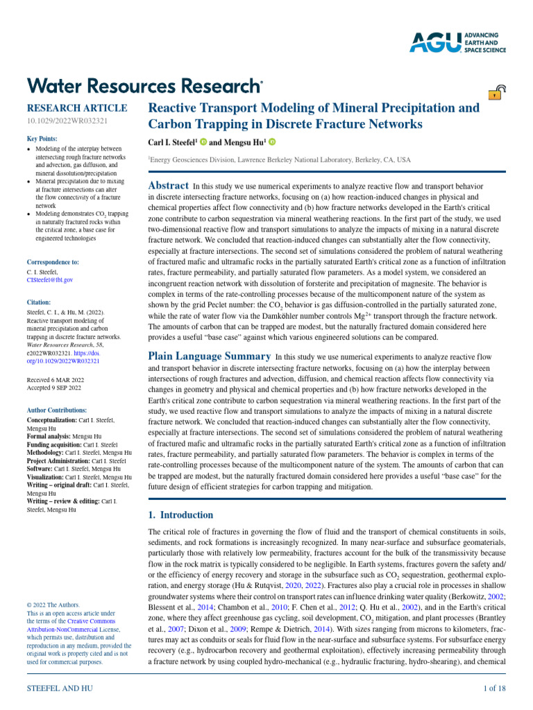 Reactive Transport Modeling of - Mineral Precipitation | PDF | Permeability (Earth Sciences ...