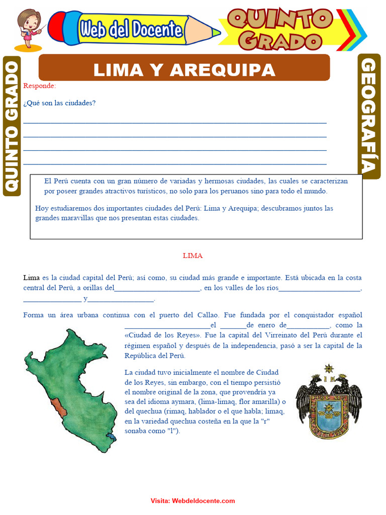Lima y Arequipa para Quinto Grado de Primaria | PDF | Lima | Perú
