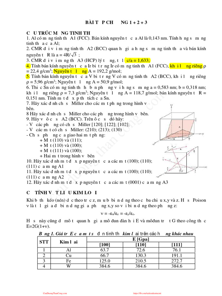 Vat-Lieu-Kim-Loai - Bai-Tap-Chuong-123-Vlh - (Cuuduongthancong - Com) | PDF