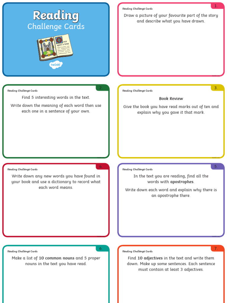 Reading Challenge Cards | PDF